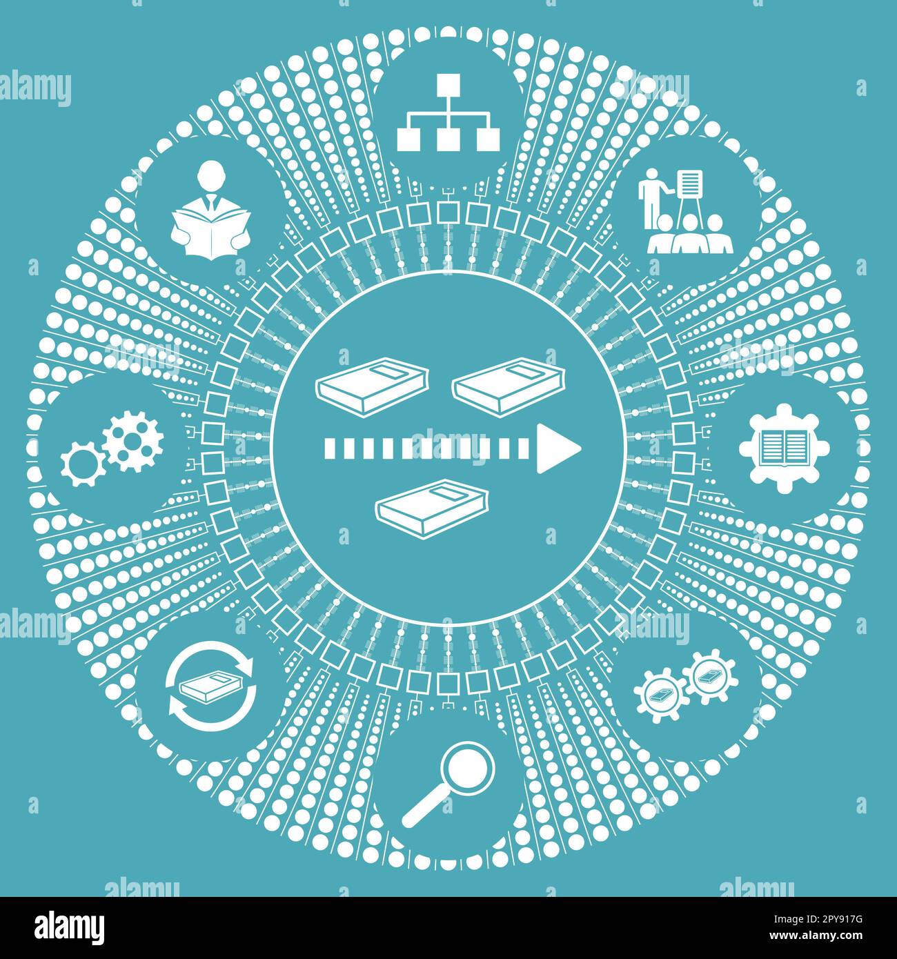 Concept of continuing education with connected icons Stock Photo - Alamy