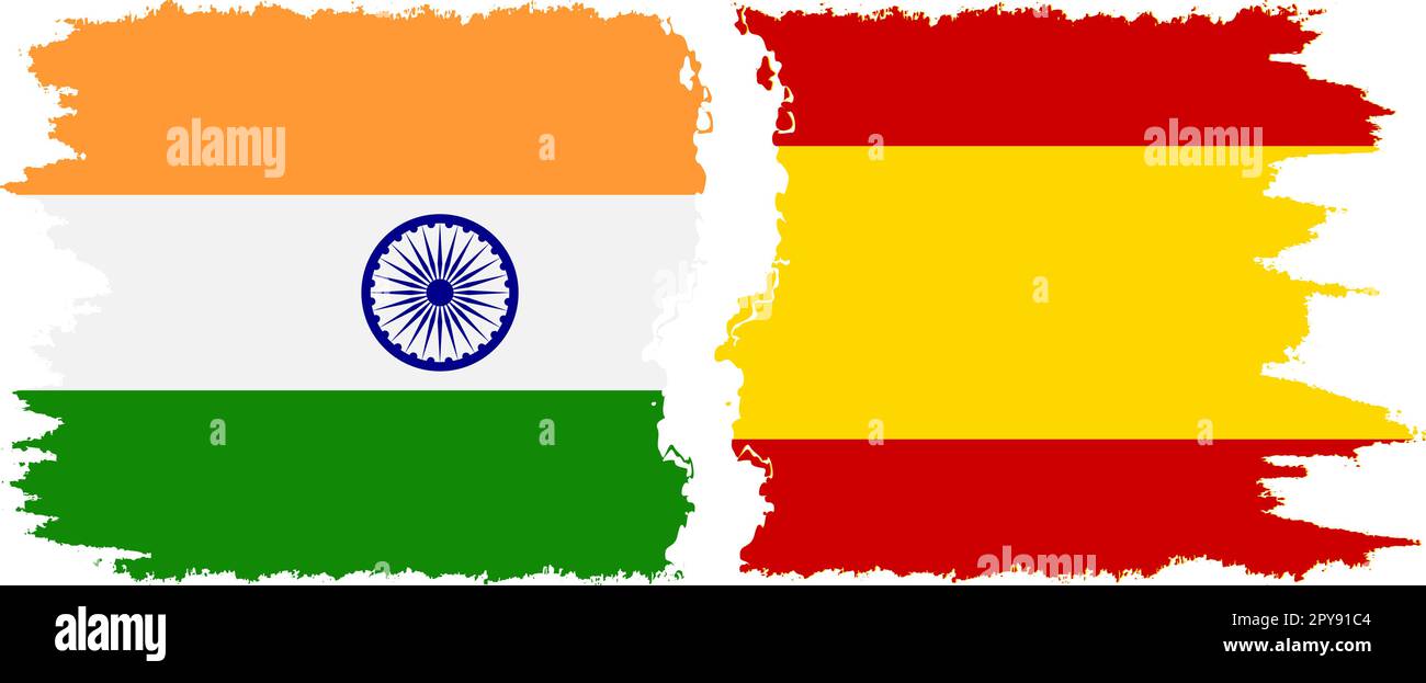 Spain and India grunge flags connection, vector Stock Vector Image ...