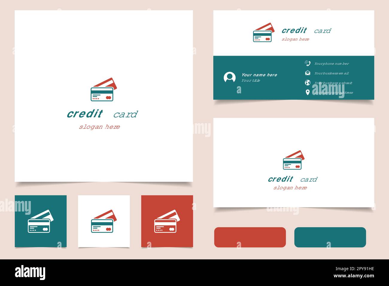 Credit card logo design with editable slogan. Branding book and ...
