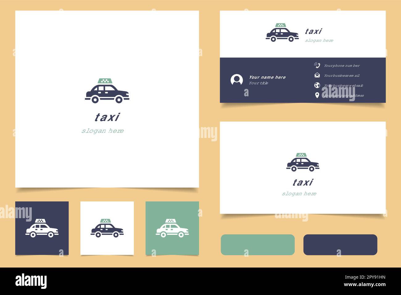 Taxi logo design with editable slogan. Branding book and business card ...