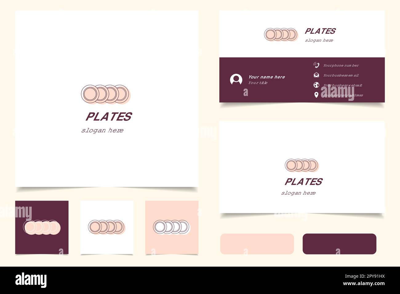Plates logo design with editable slogan. Branding book and business ...