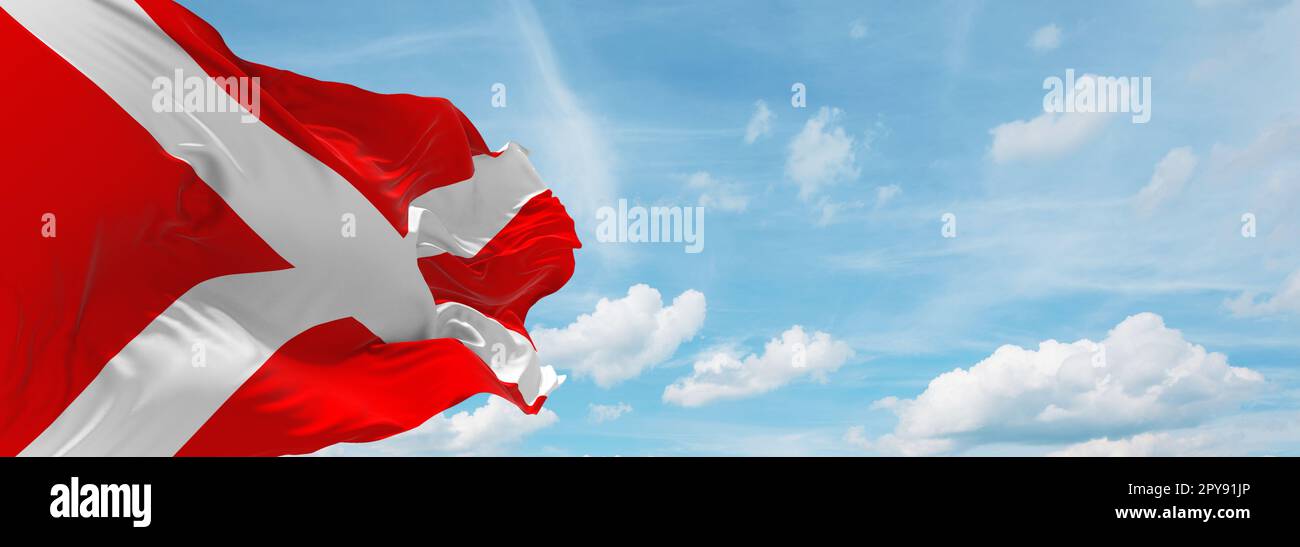 flag of Gallo-Romance peoples Gascon people at cloudy sky background ...