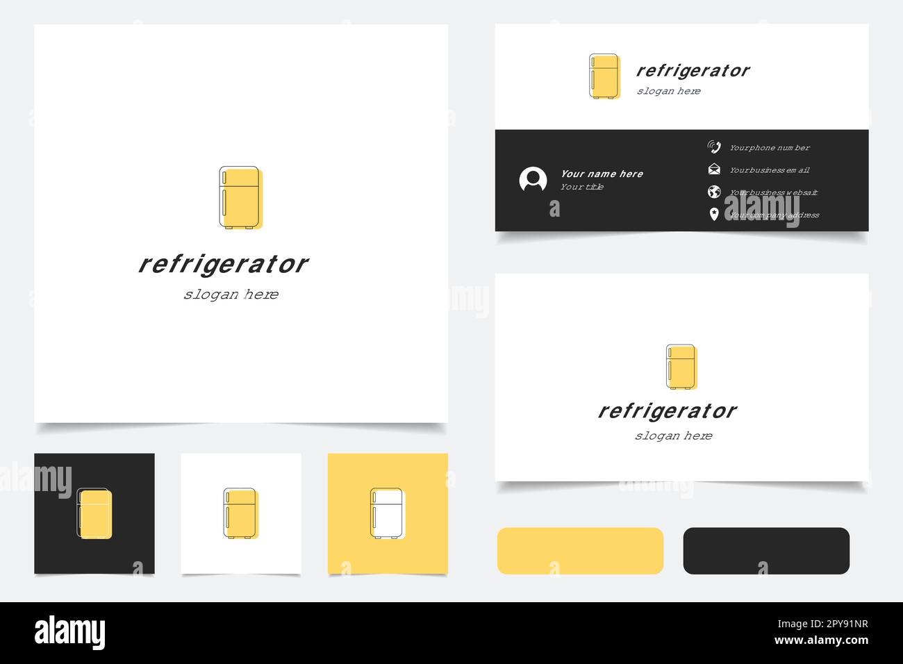 Refrigerator logo design with editable slogan. Branding book and ...