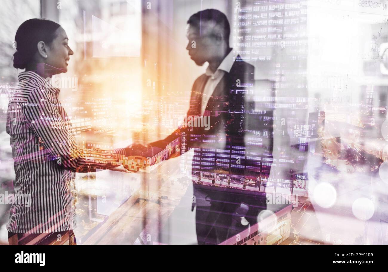 Success starts with making the right connection. two businesspeople ...