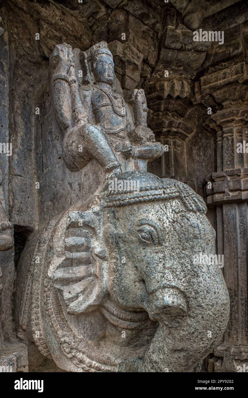 06 12 2017 Vintage Stone carving at Kopeshwar Temple at Khidrapur, Kolhapur district ...