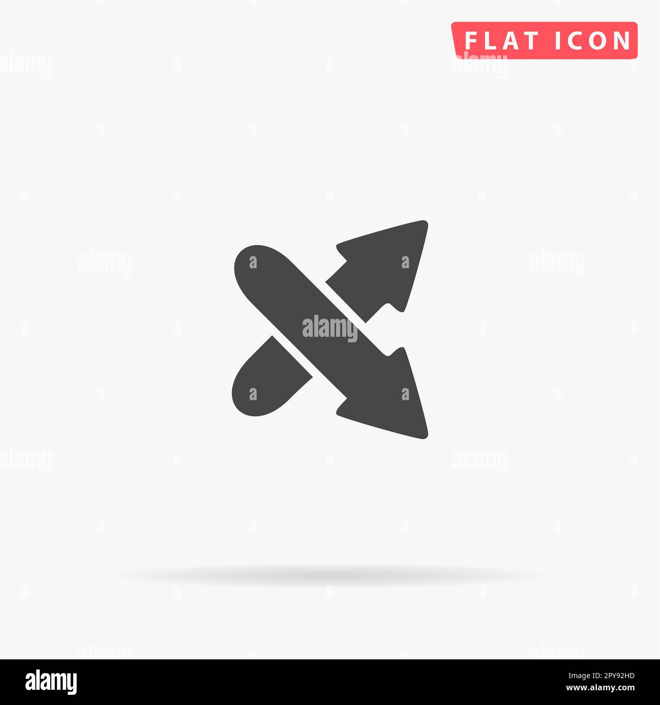 Two arrows. Direction sign. Simple flat black symbol with shadow on ...