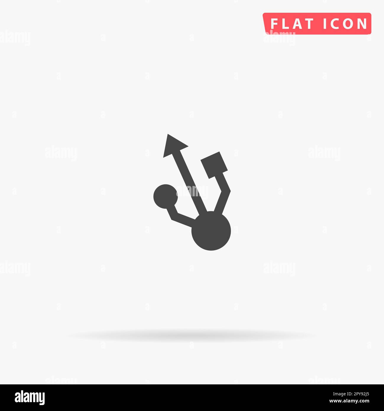 Usb. Simple flat black symbol with shadow on white background. Vector ...