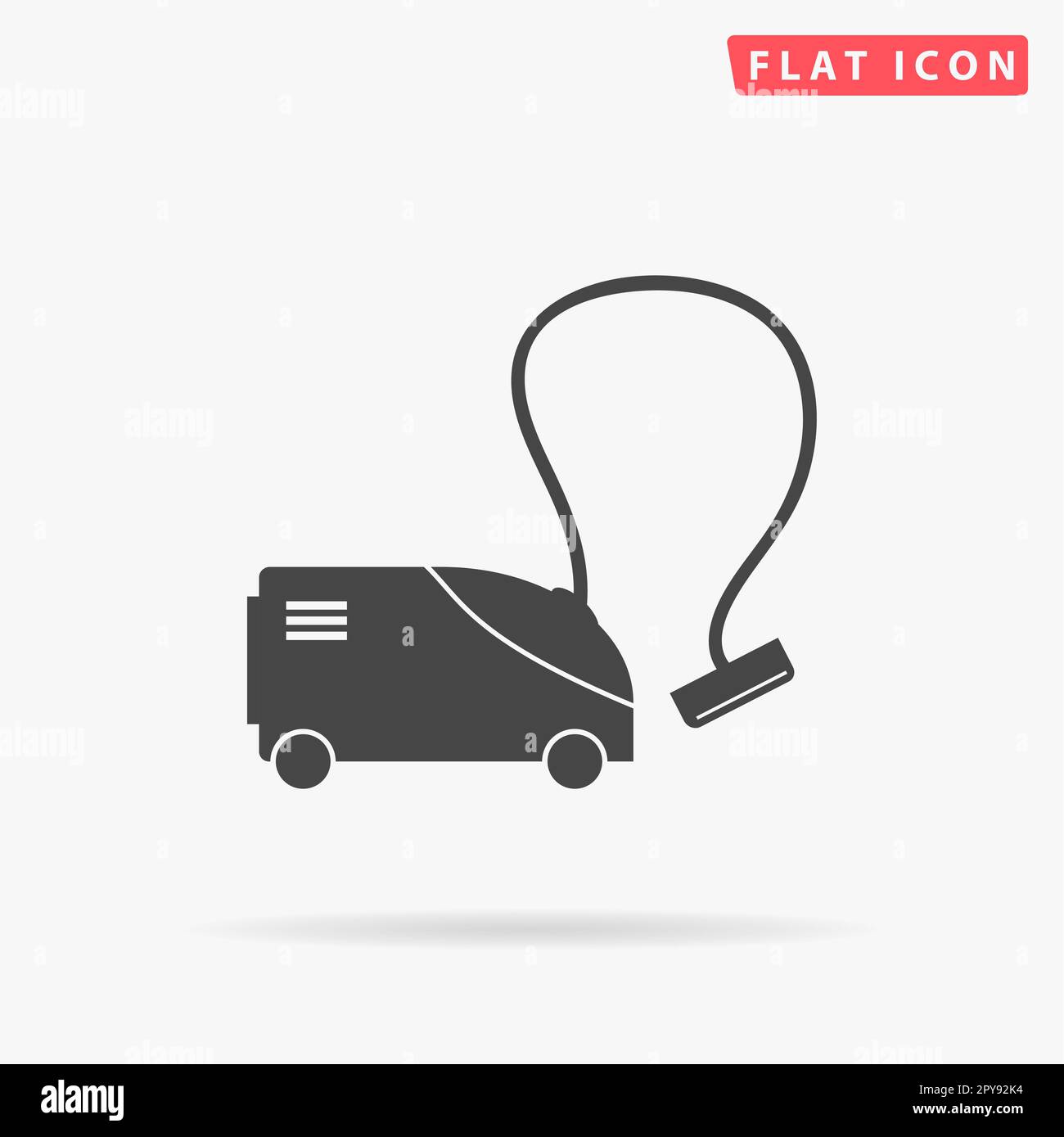 Vacuum cleaner. Simple flat black symbol with shadow on white ...