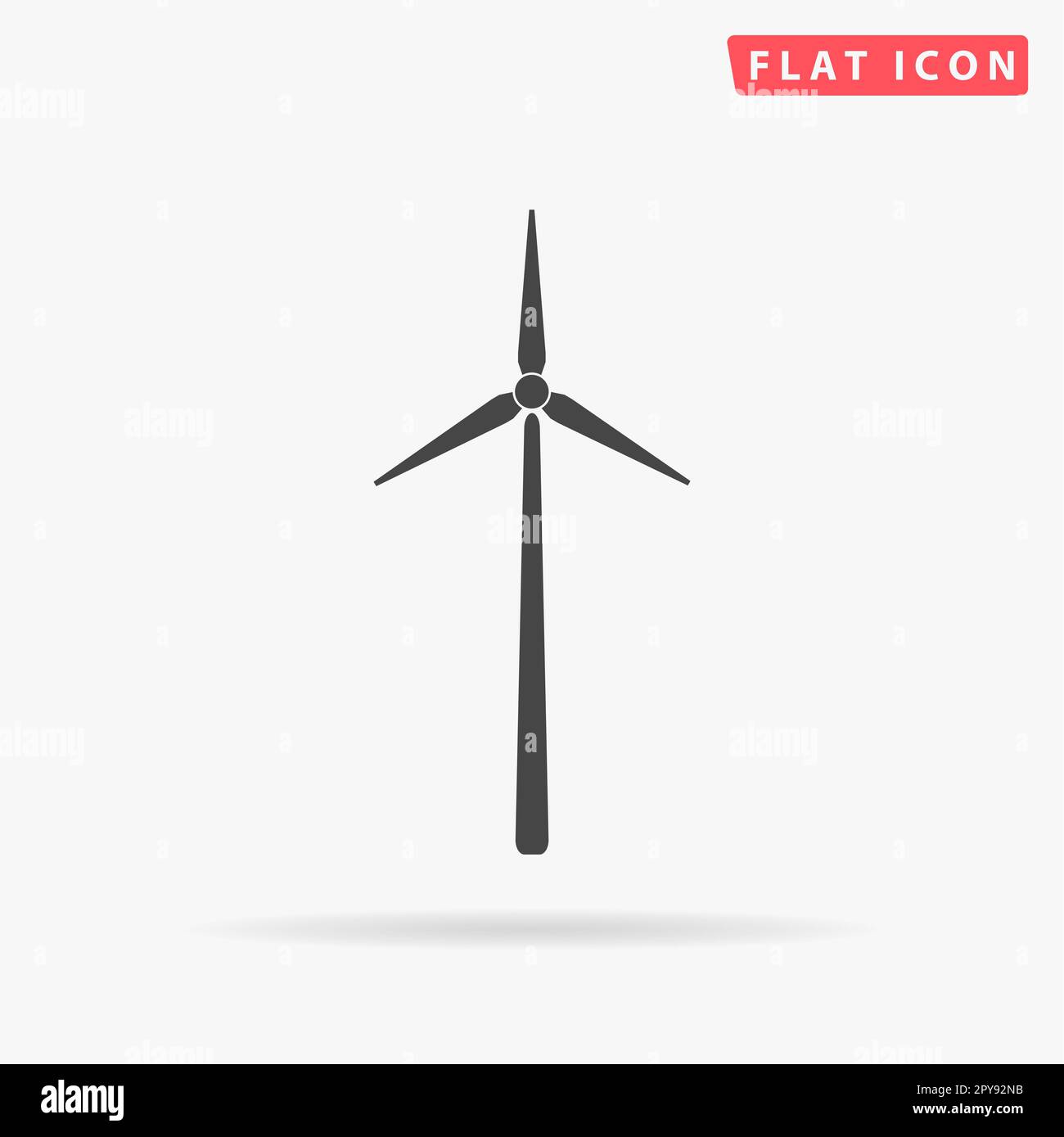 Windmill. Simple flat black symbol with shadow on white background ...