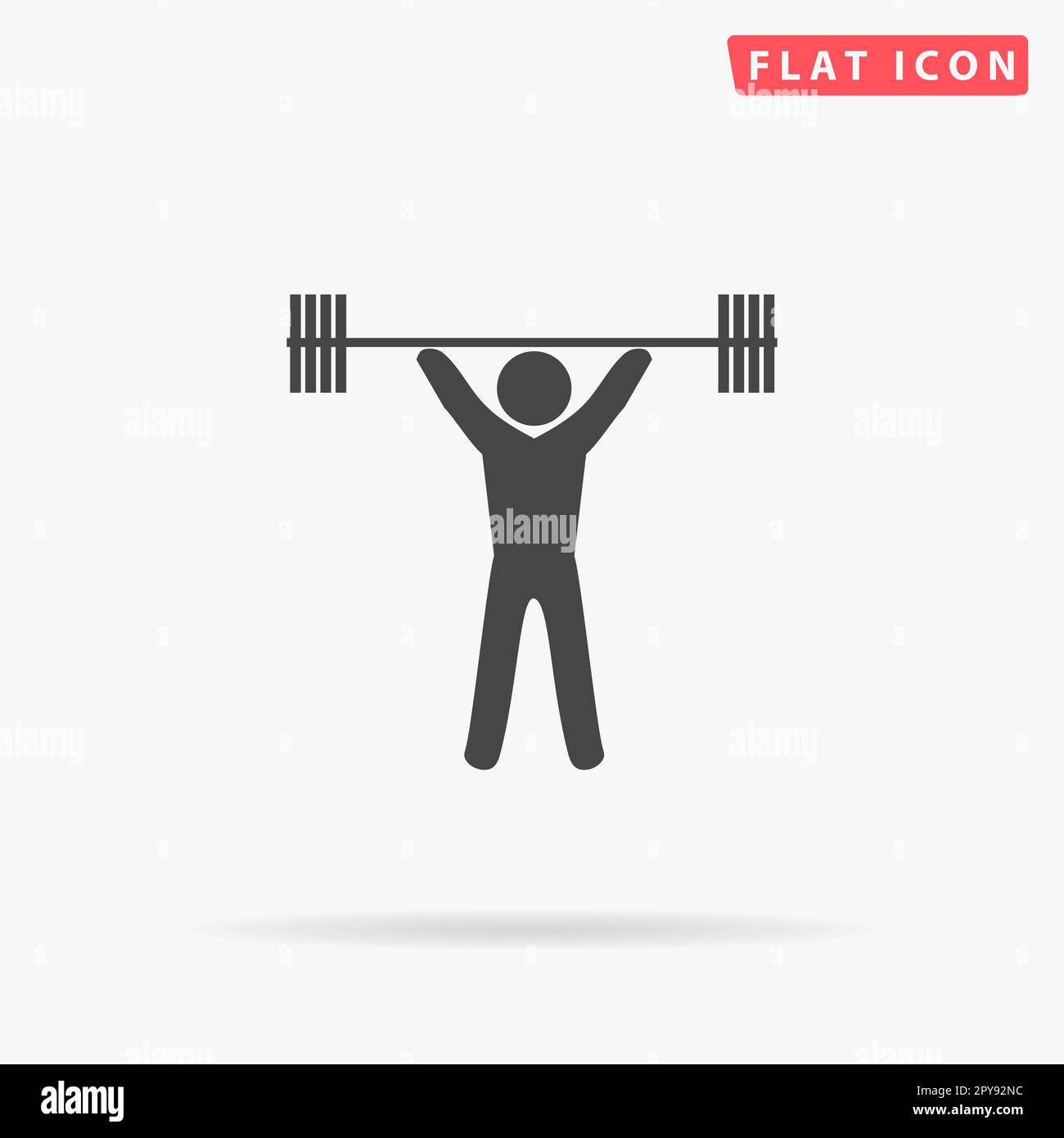 Weightlifting. Simple flat black symbol with shadow on white background ...