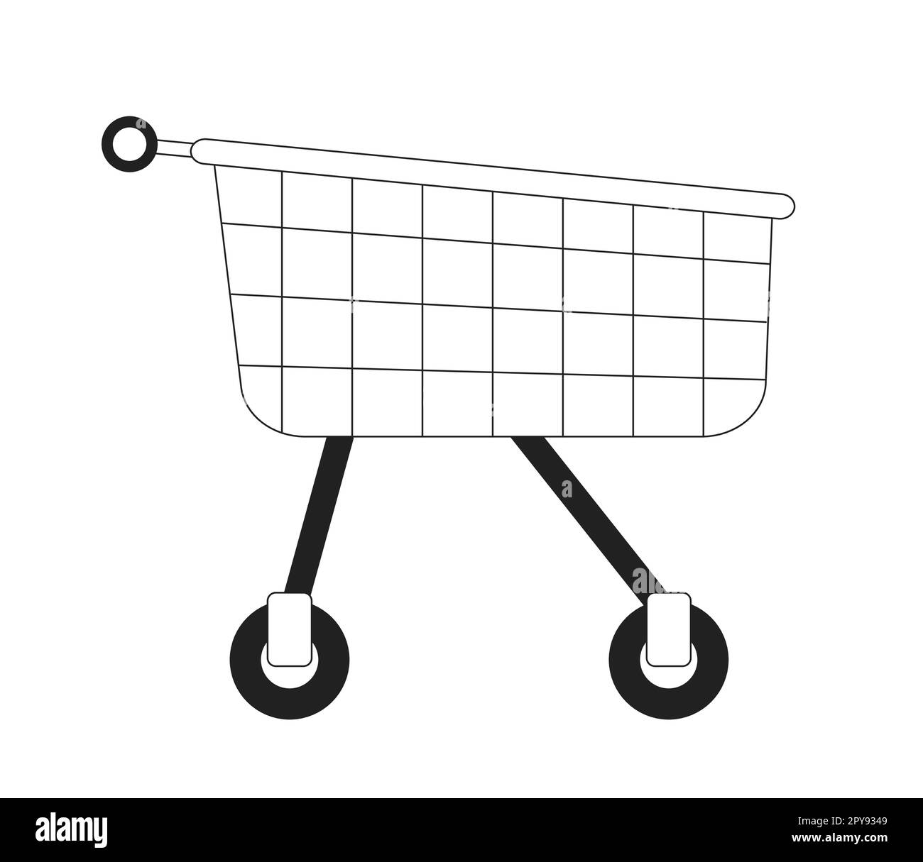 Shopping trolley with wheels monochrome flat vector object Stock Vector ...
