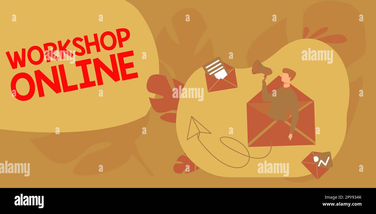 Text caption presenting Workshop Online. Business concept room or ... Text caption presenting Workshop Online. Business concept room or ...