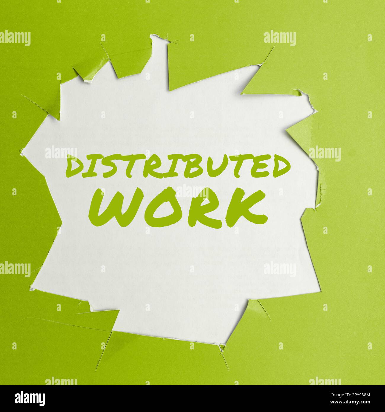 Text showing inspiration Distributed Work. Word for practiced by enterprises using network ...