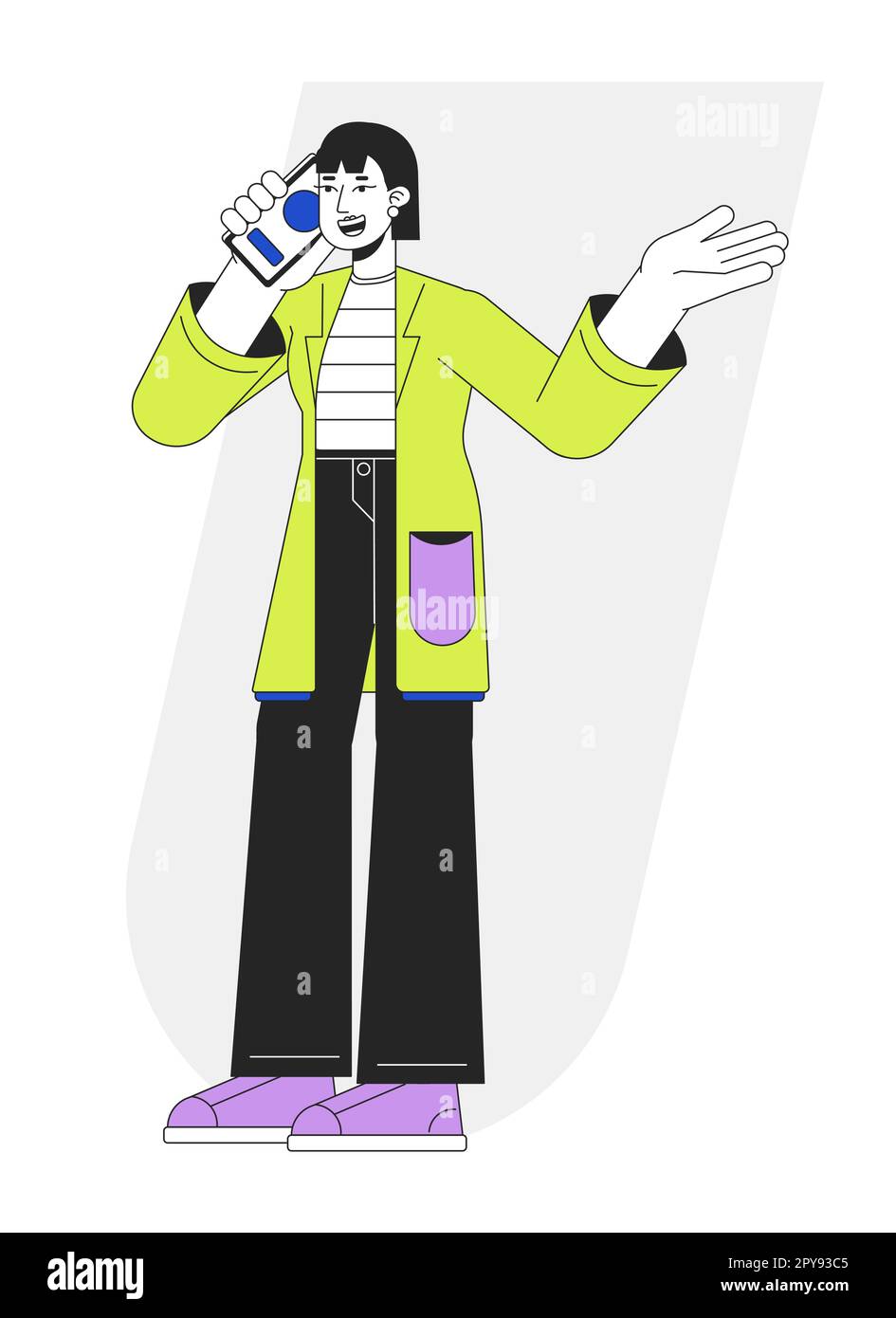 Speaking on smartphone woman animation hi-res stock photography and ...