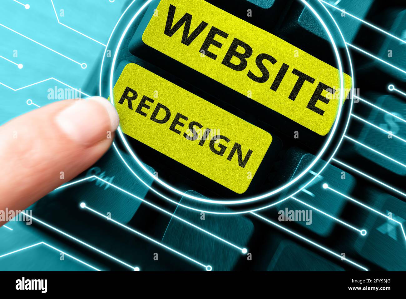 Hand writing sign Website Redesign. Concept meaning modernize improver ...