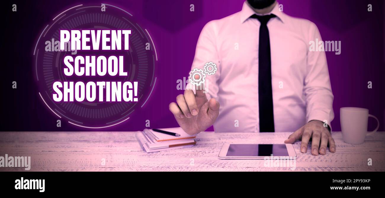 Conceptual caption Prevent School Shooting. Internet Concept actions ...