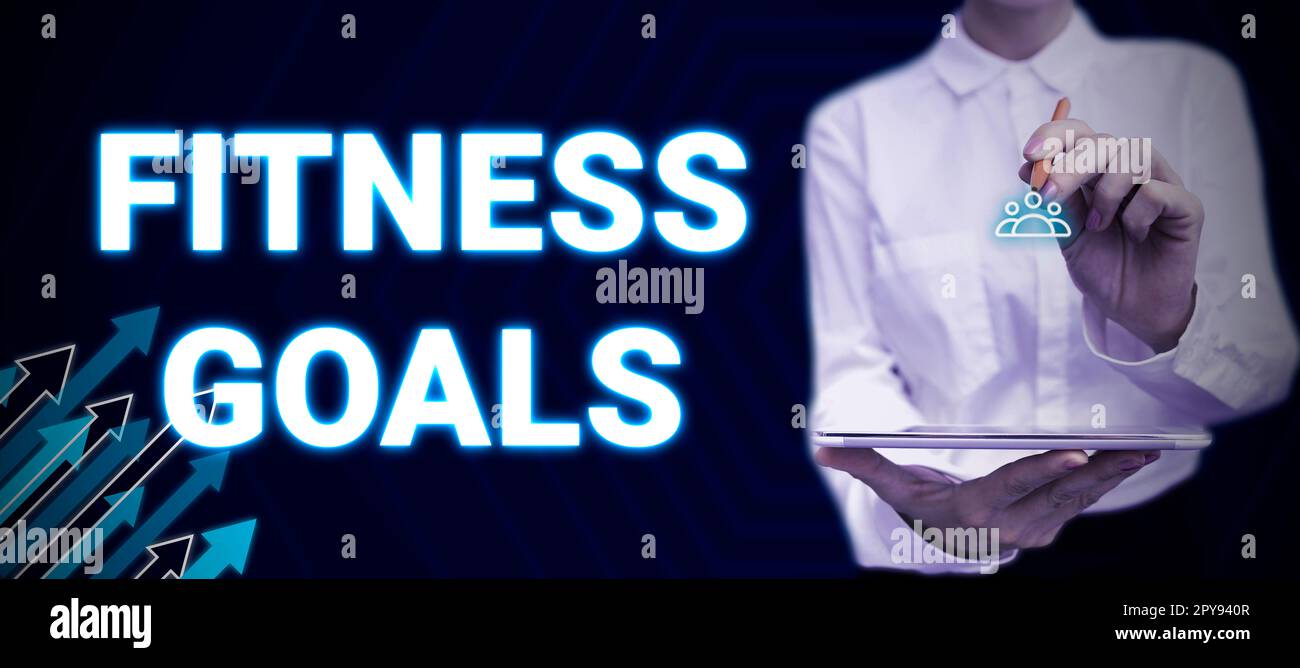 Inspiration showing sign Fitness Goals. Word Written on Loose fat Build ...