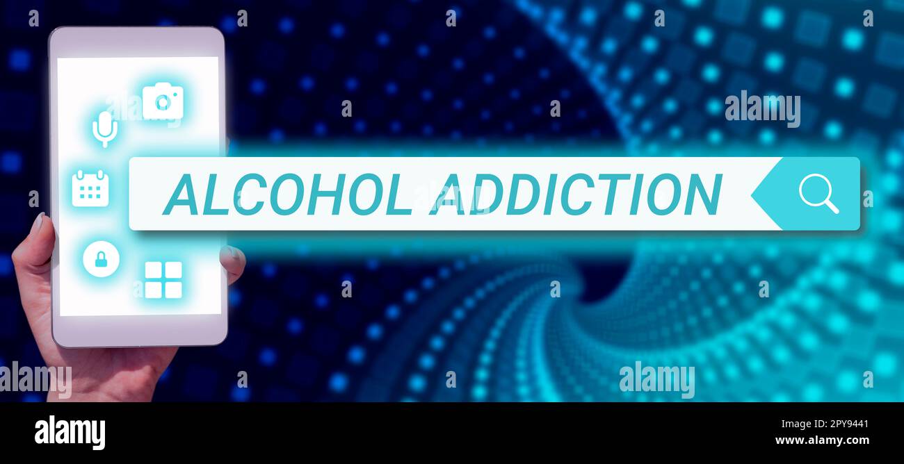 Text showing inspiration Alcohol Addiction. Word Written on ...