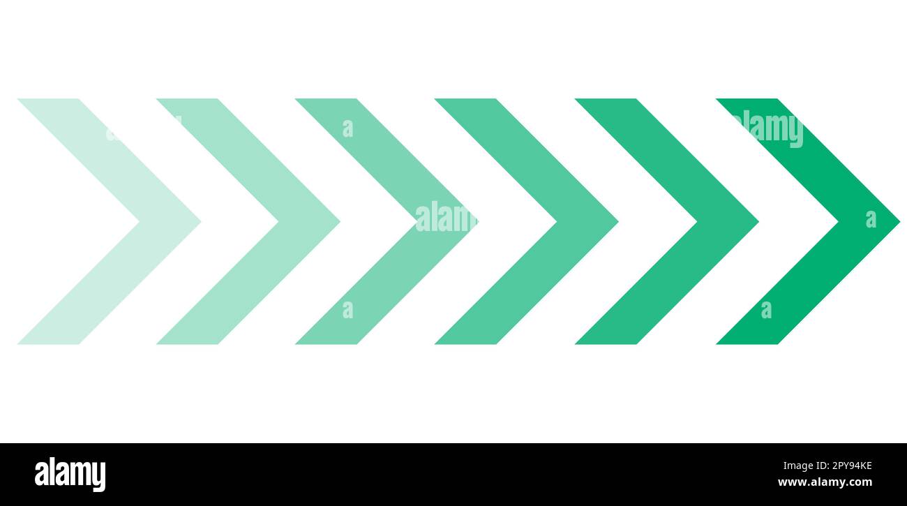 Arrow Banner with gradient green arrows showing direction Stock Photo ...