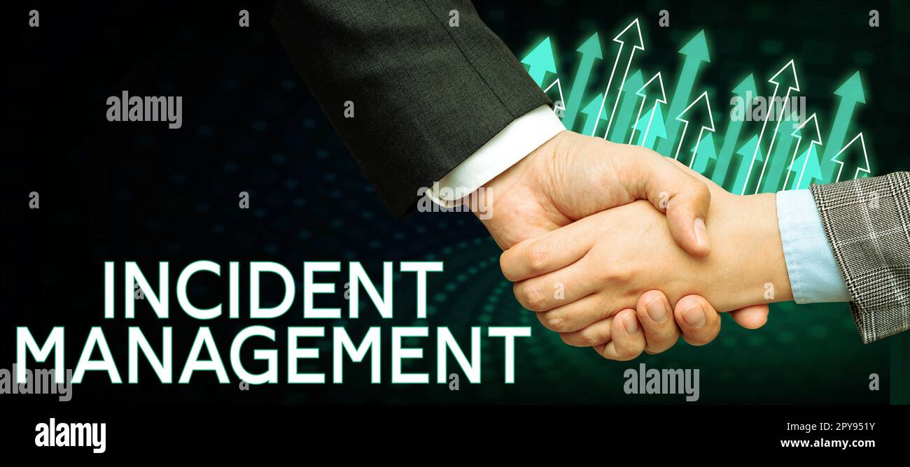 Hand writing sign Incident Management. Business idea Process to return ...