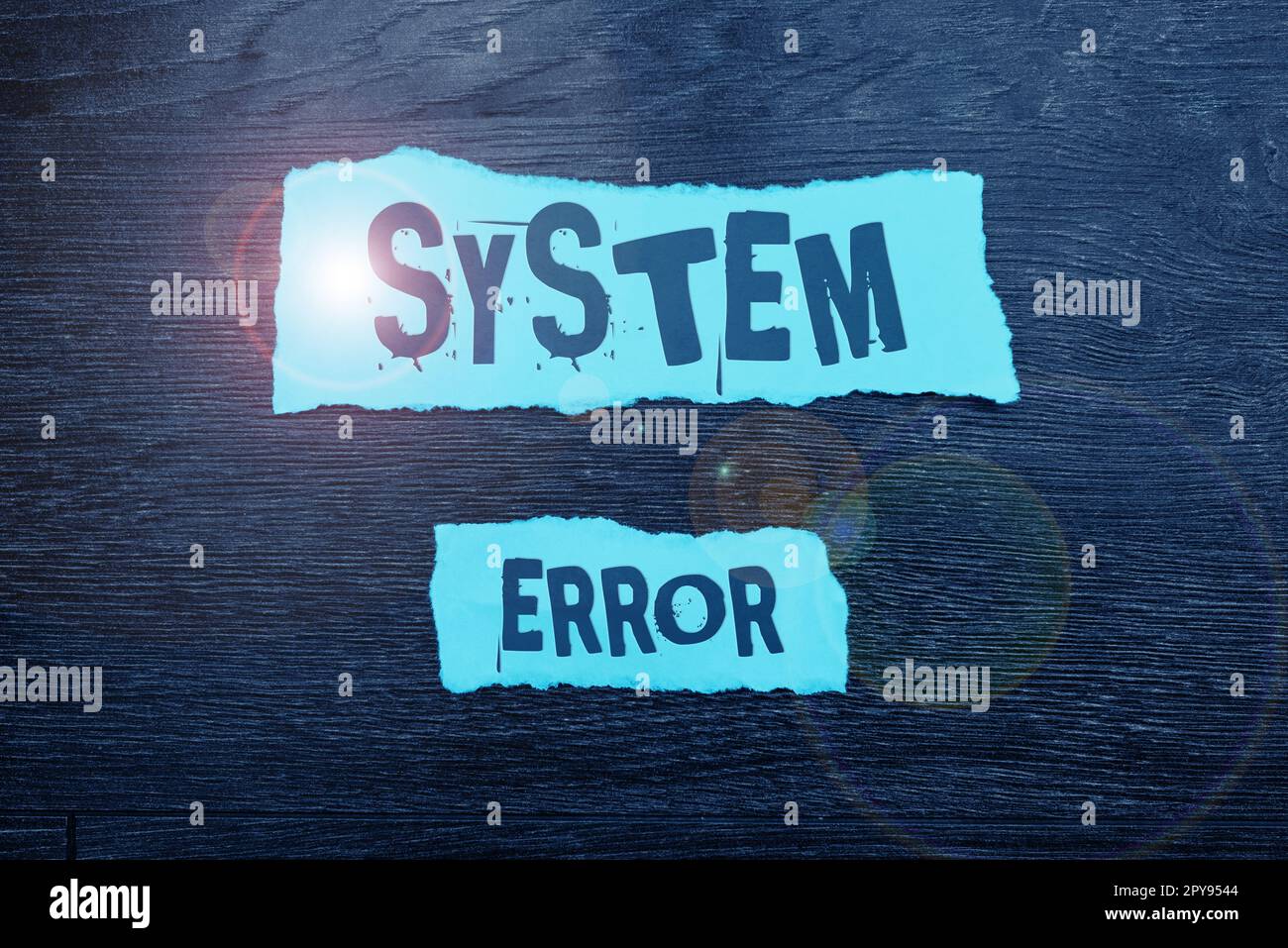 Text showing inspiration System Error. Word for Technological failure Software collapse crash ...