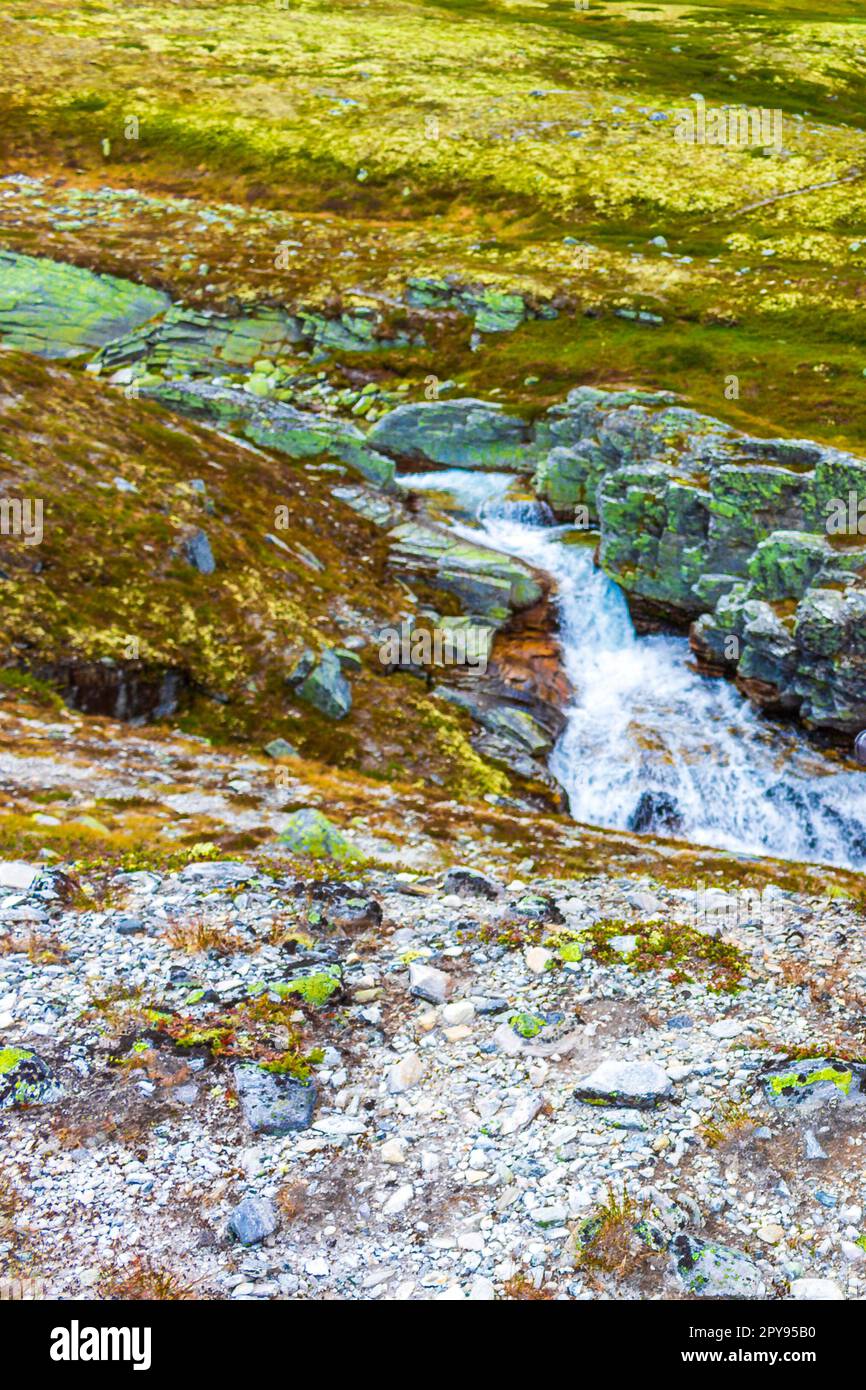 Gorge rocks cliff and waterfall river Rondane National Park Norway ...
