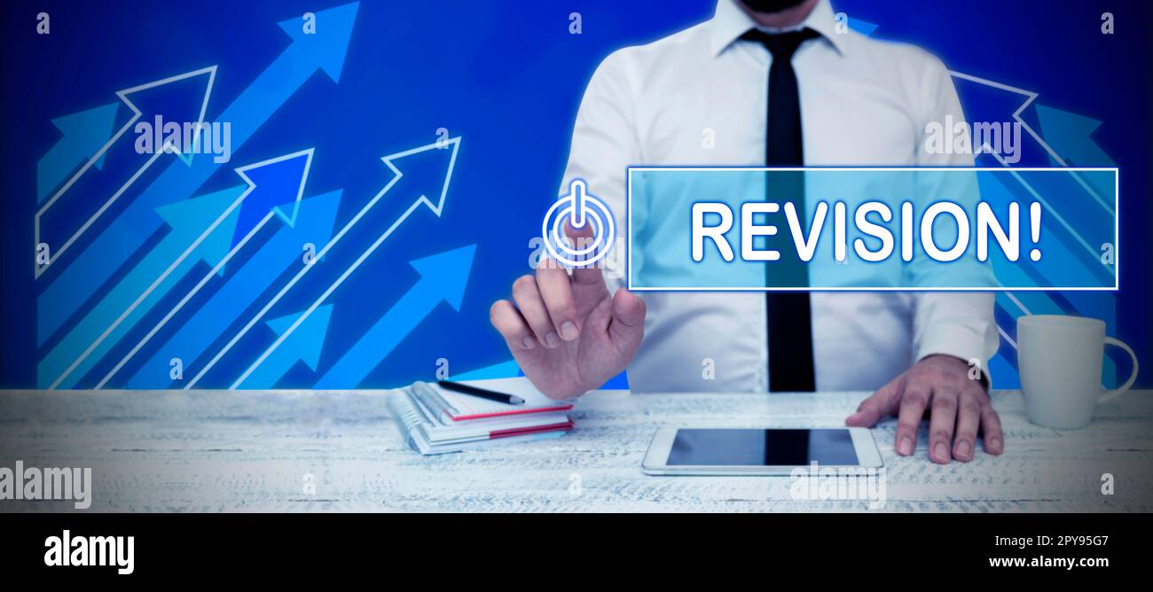 Hand writing sign Revision. Conceptual photo action of revising over ...