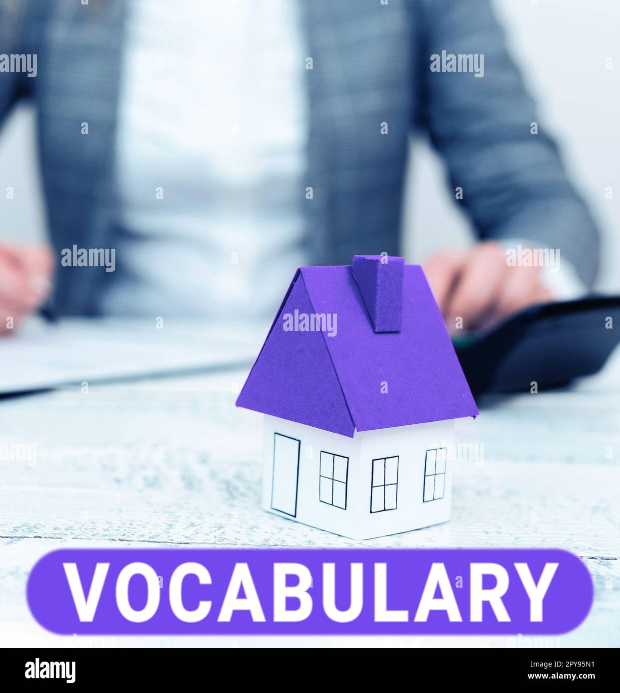 Handwriting text Vocabulary. Word for collection of words and phrases alphabetically arranged ...