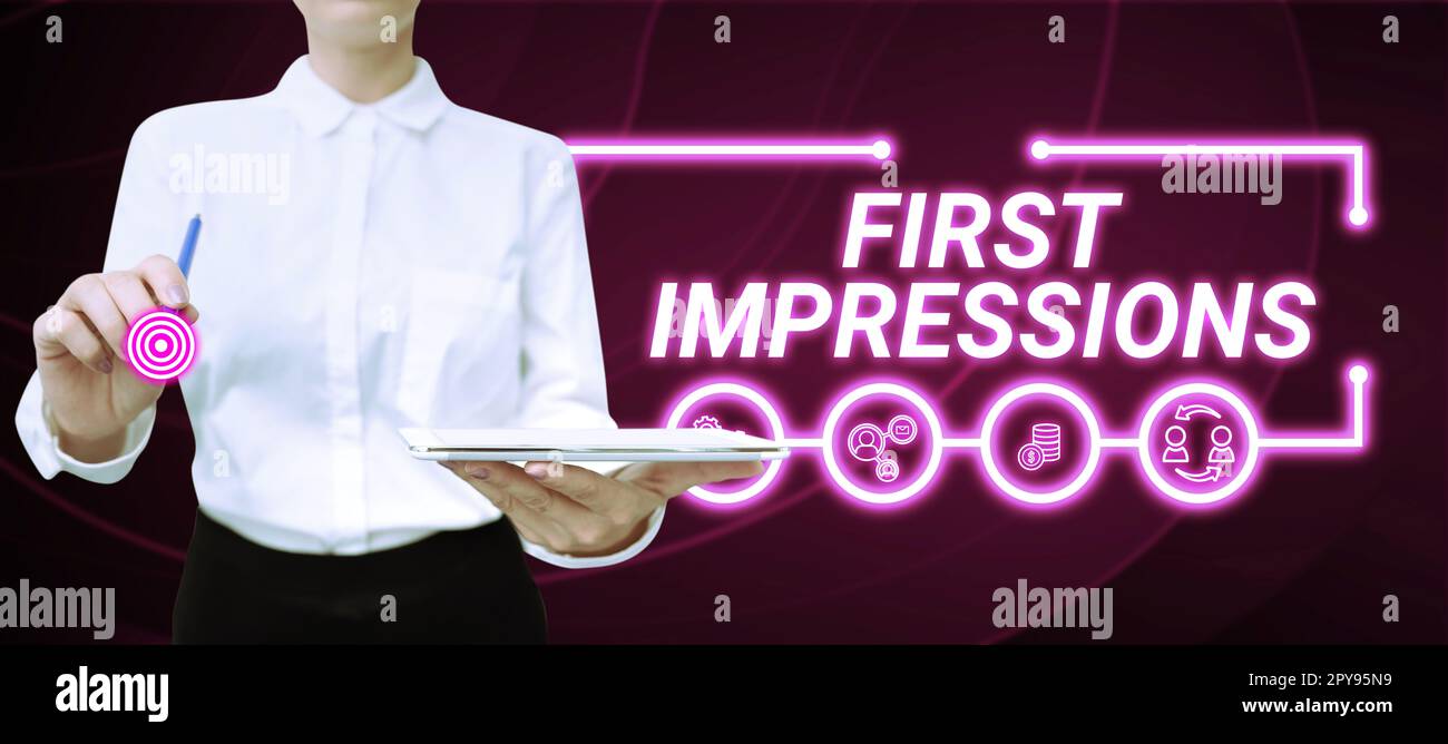 Inspiration showing sign First Impressions. Word Written on What a ...