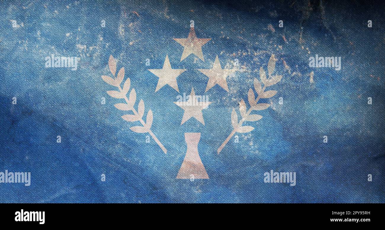 retro flag of Micronesian peoples Kosraeans with grunge texture. flag ...