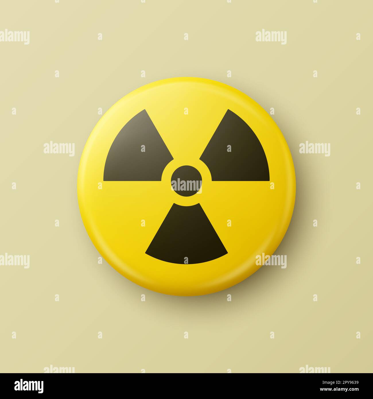 Vector 3d Realistic Round Yellow and Black Warning, Danger Nuclear ...