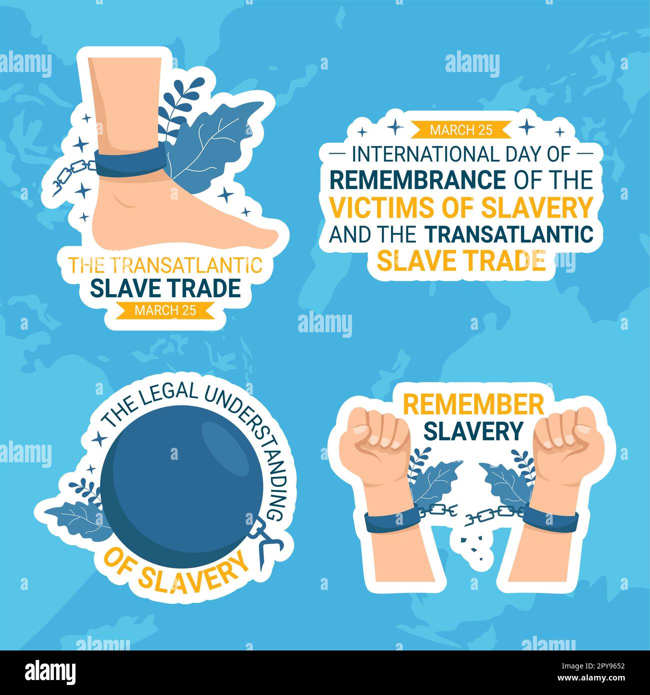 Remembrance of the Victims of Slavery and Slave Trade Label Flat ...