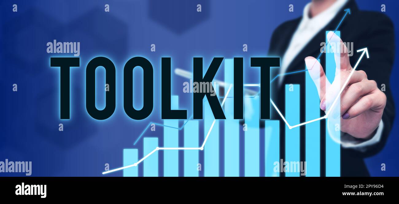 Text showing inspiration Toolkit. Business approach set of tools kept ...