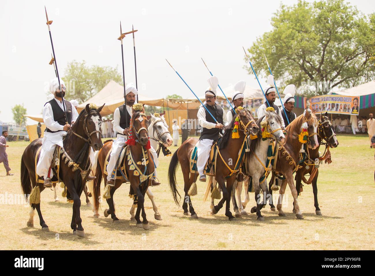 Pakistan, Asian Horse rider on traditional Islamabad Championship tent ...