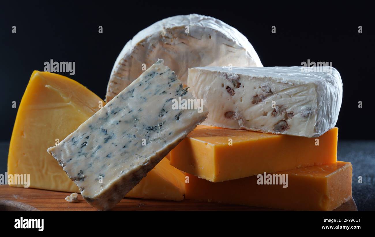 Various types of cheese, hard-cheese, soft-cheese, emmental Stock Photo ...