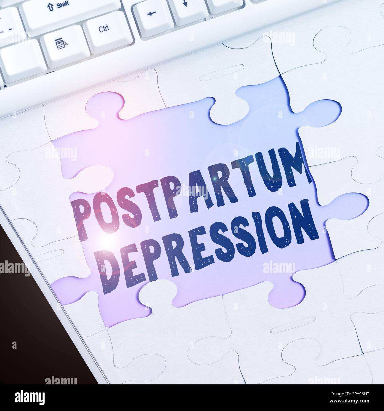 Conceptual caption Postpartum Depression. Word Written on a mood ...