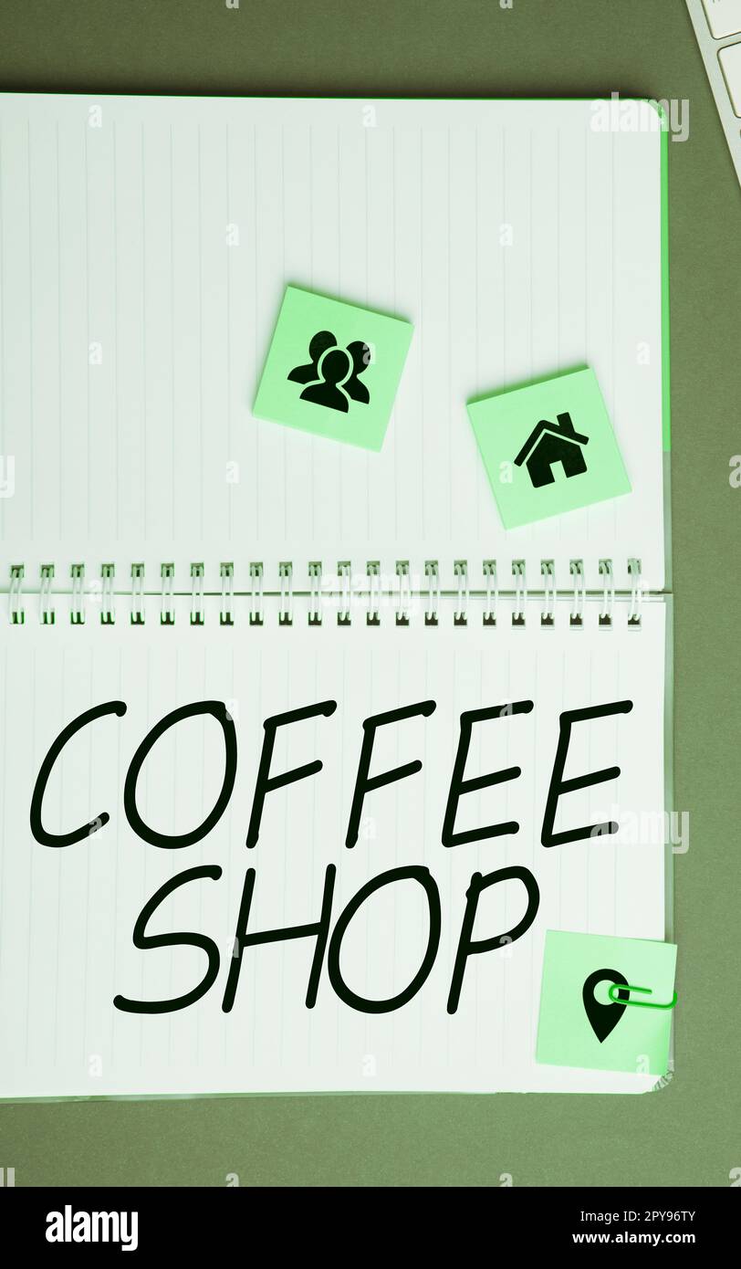 Text caption presenting Coffee Shop. Word for small informal restaurant ...
