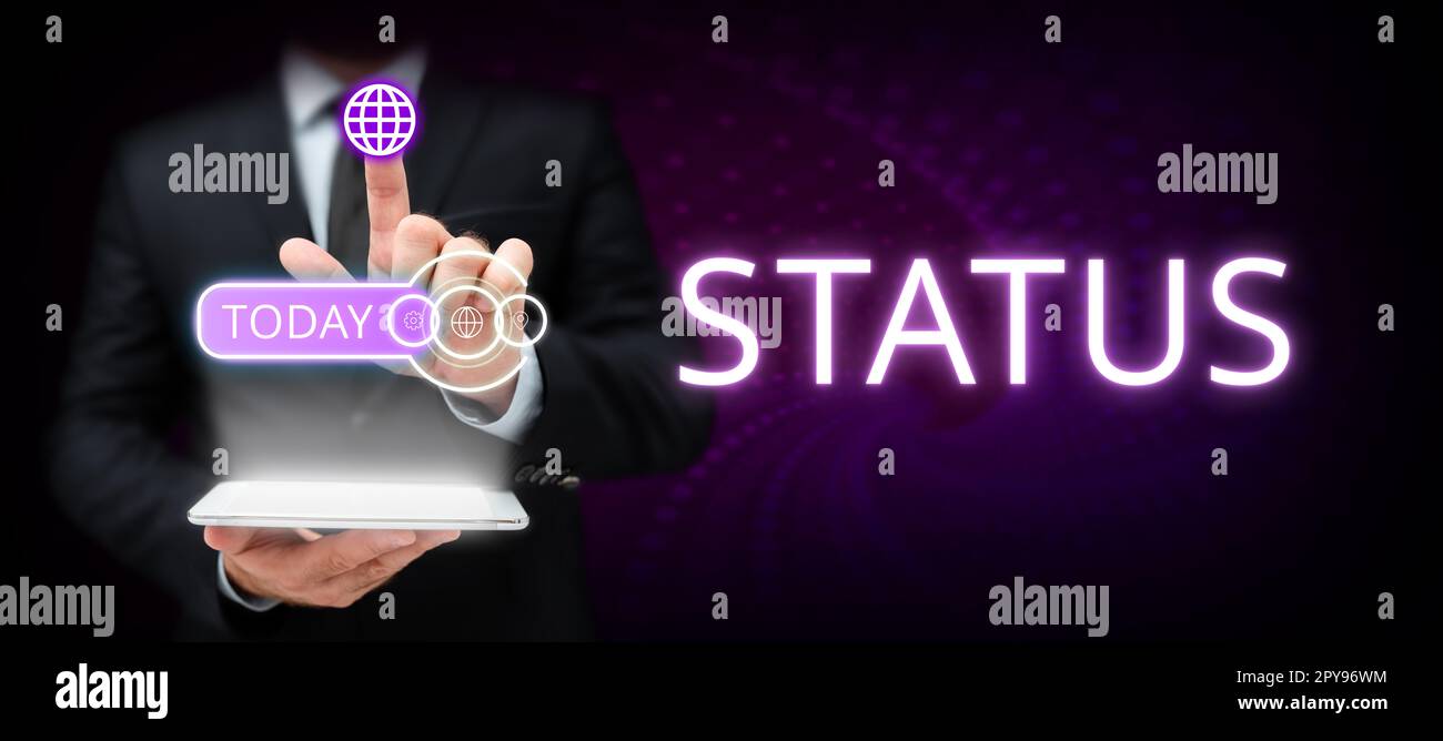 Inspiration showing sign Status. Word Written on situation at a ...