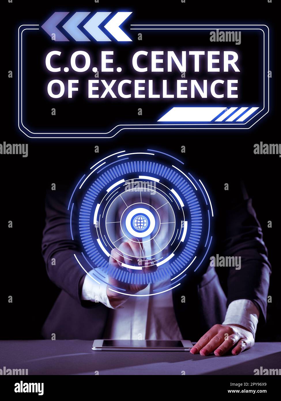 Conceptual display C.O.E. Center Of Excellence. Business concept being ...