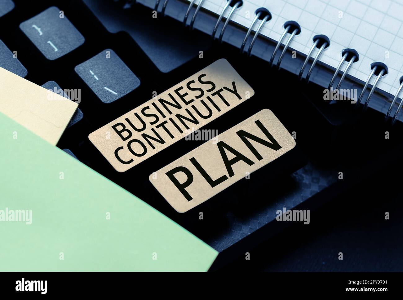 Text caption presenting Business Continuity Plan. Business overview ...