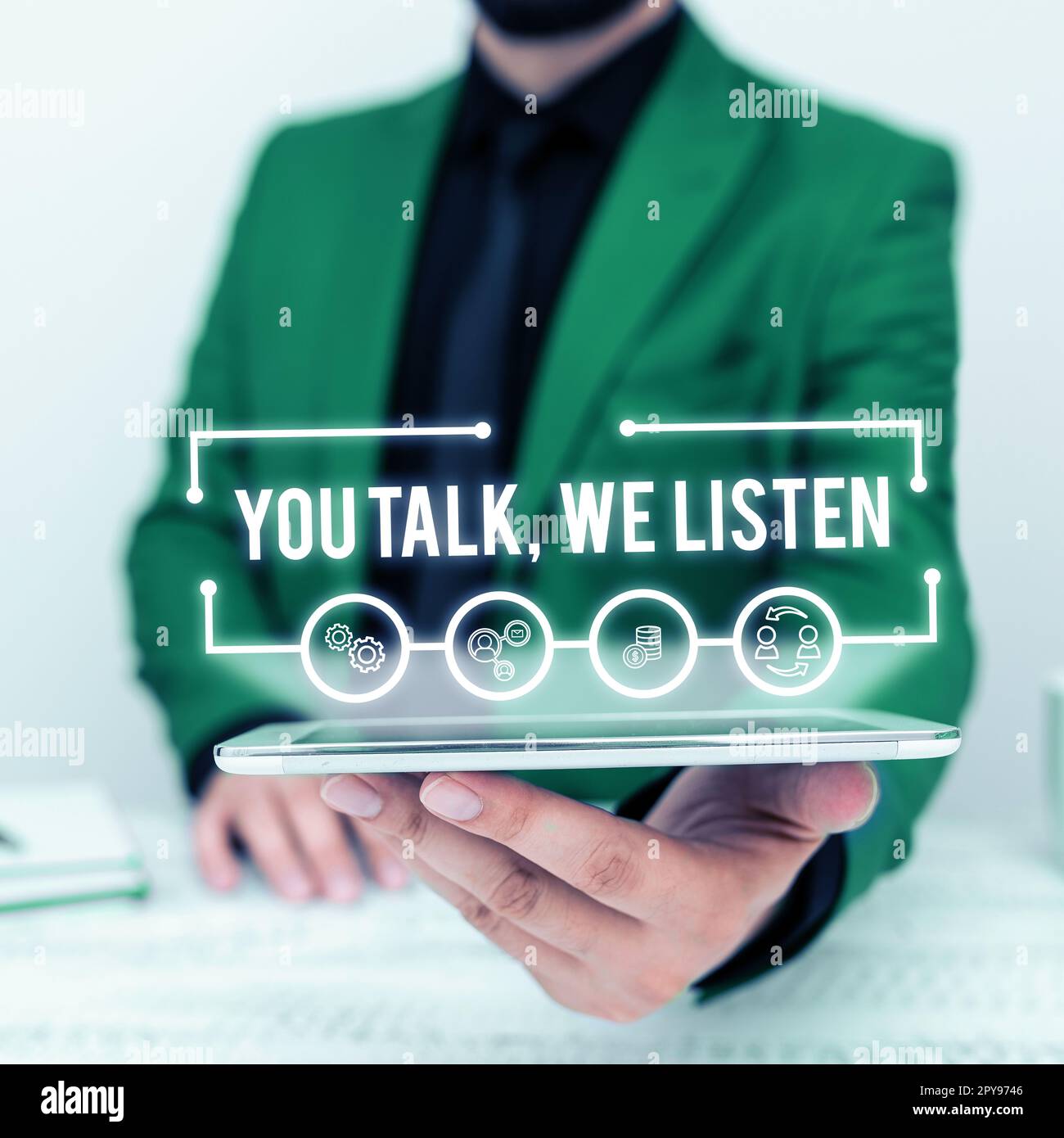 Text caption presenting You Talk, We Listen. Word for Two Way ...