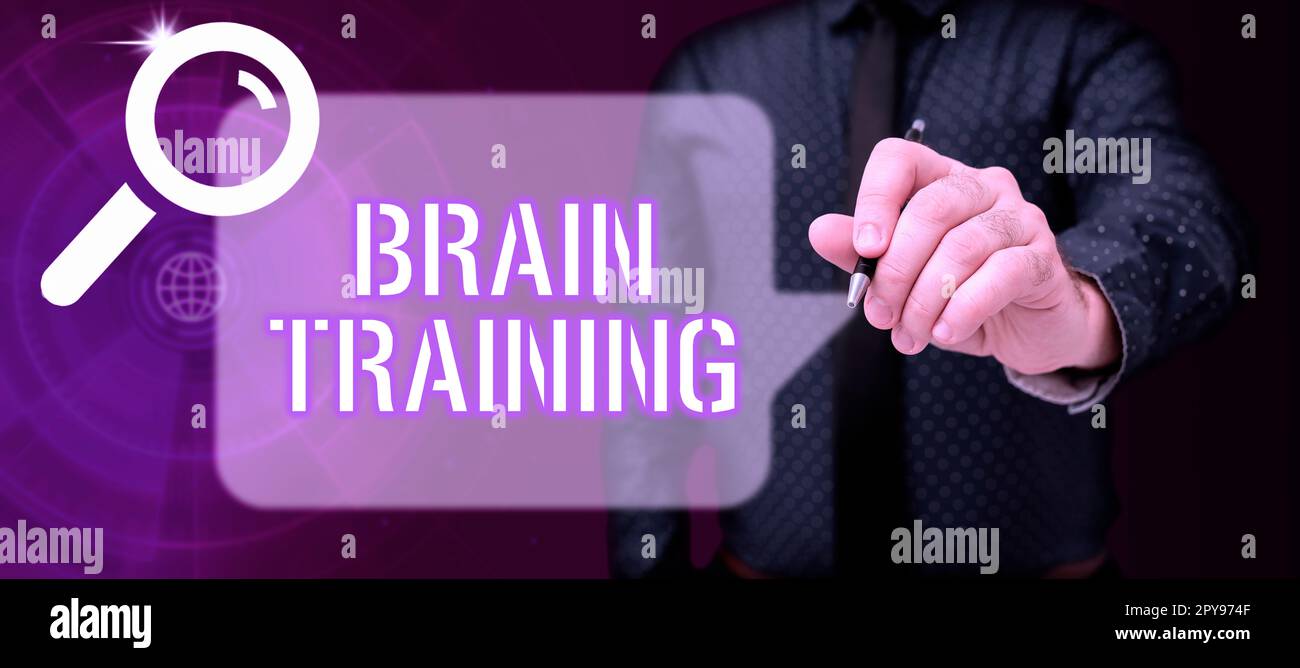 Sign displaying Brain Training. Word Written on mental activities to ...