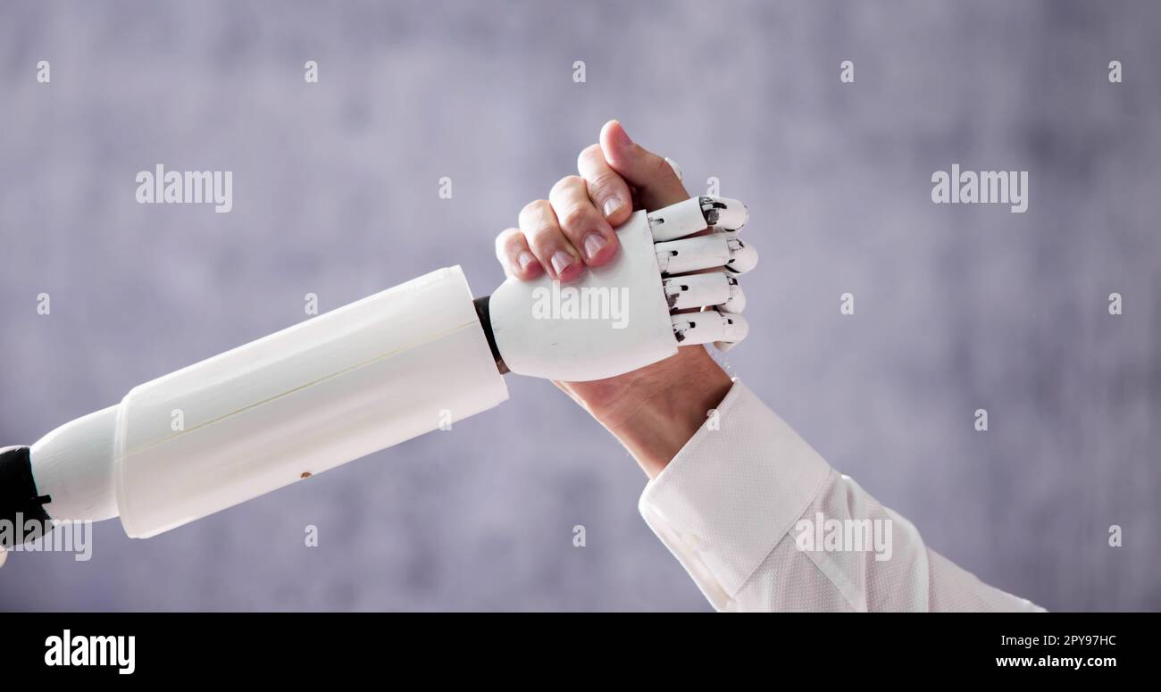 Robot hand shake hands hi-res stock photography and images - Alamy
