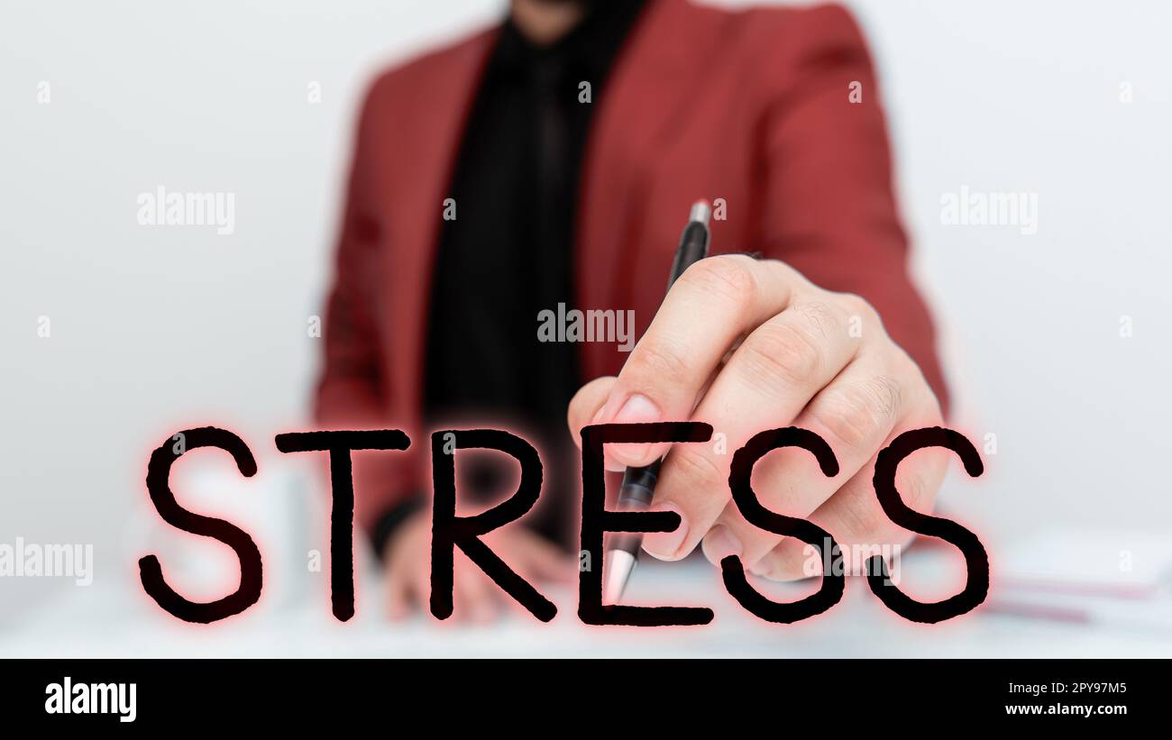 Text caption presenting Stress. Business showcase a physical chemical ...