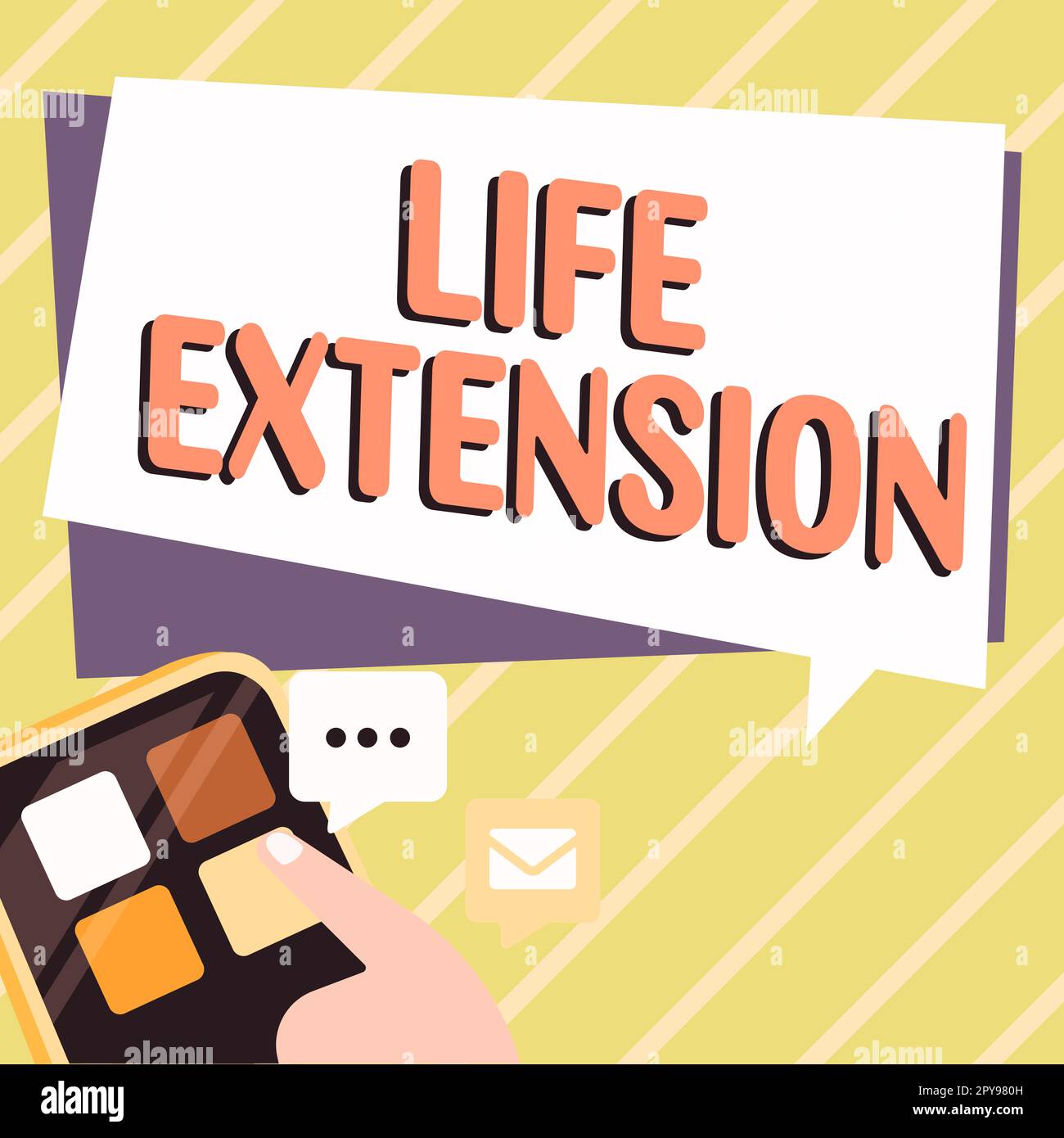 Hand writing sign Life Extension. Word Written on able to continue ...