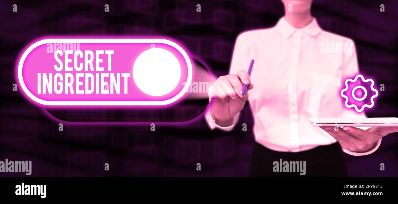 Conceptual caption Secret Ingredient. Word Written on special technique ...