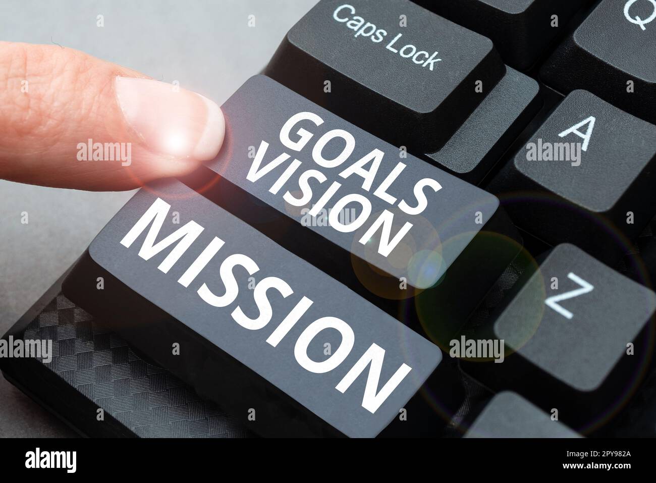 Inspiration showing sign Goals Vision Mission. Business idea practical ...