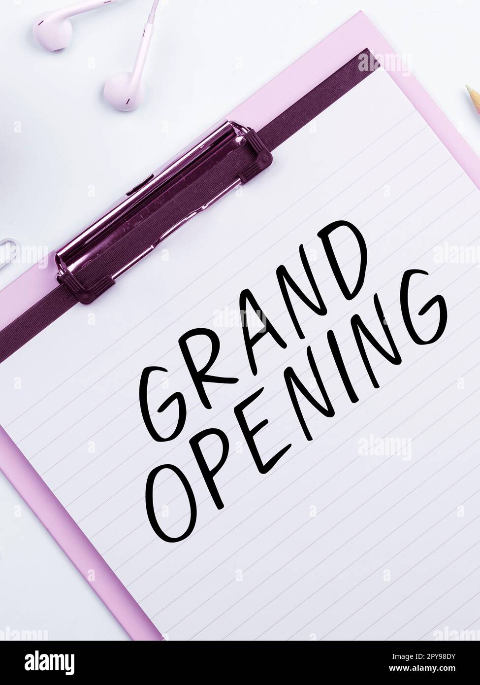Text caption presenting Grand Opening. Business idea Ribbon Cutting New ...