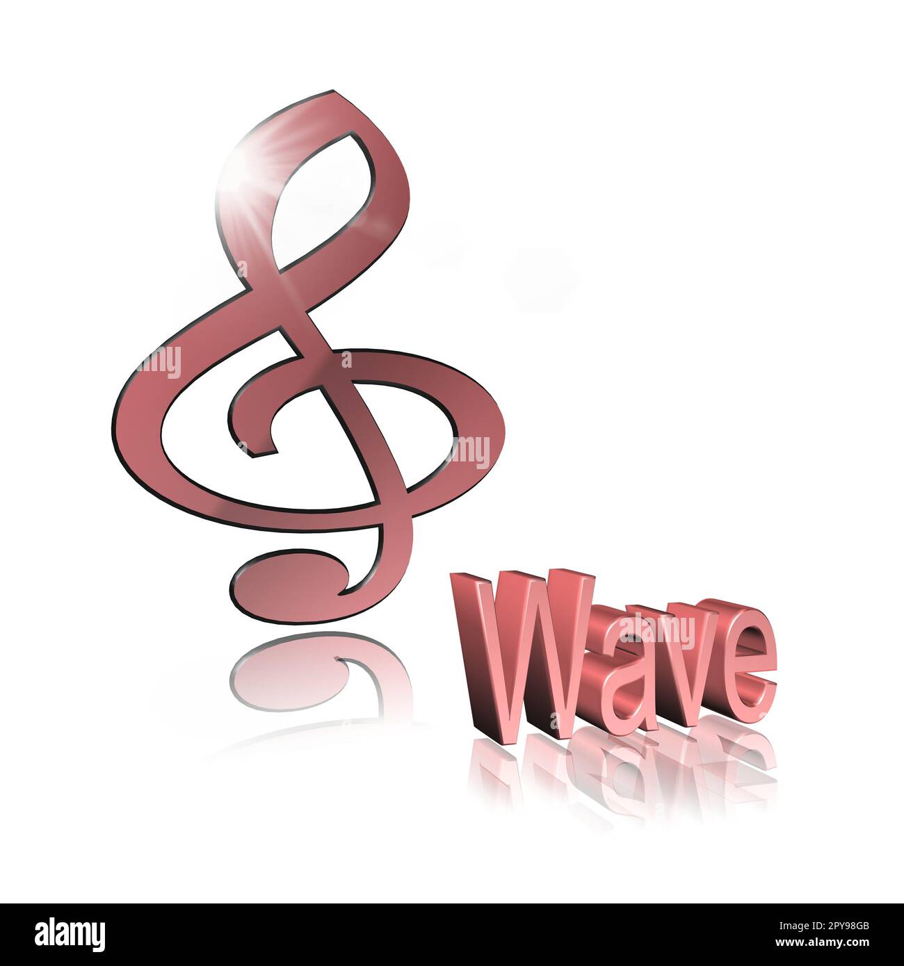 "Wave" - word, lettering or text as 3D illustration, 3D rendering ...