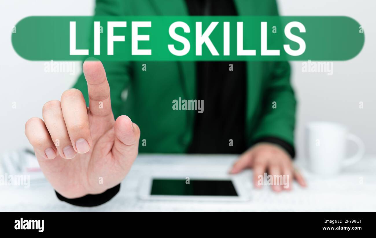 Sign displaying Life Skills. Word Written on that is necessary or ...